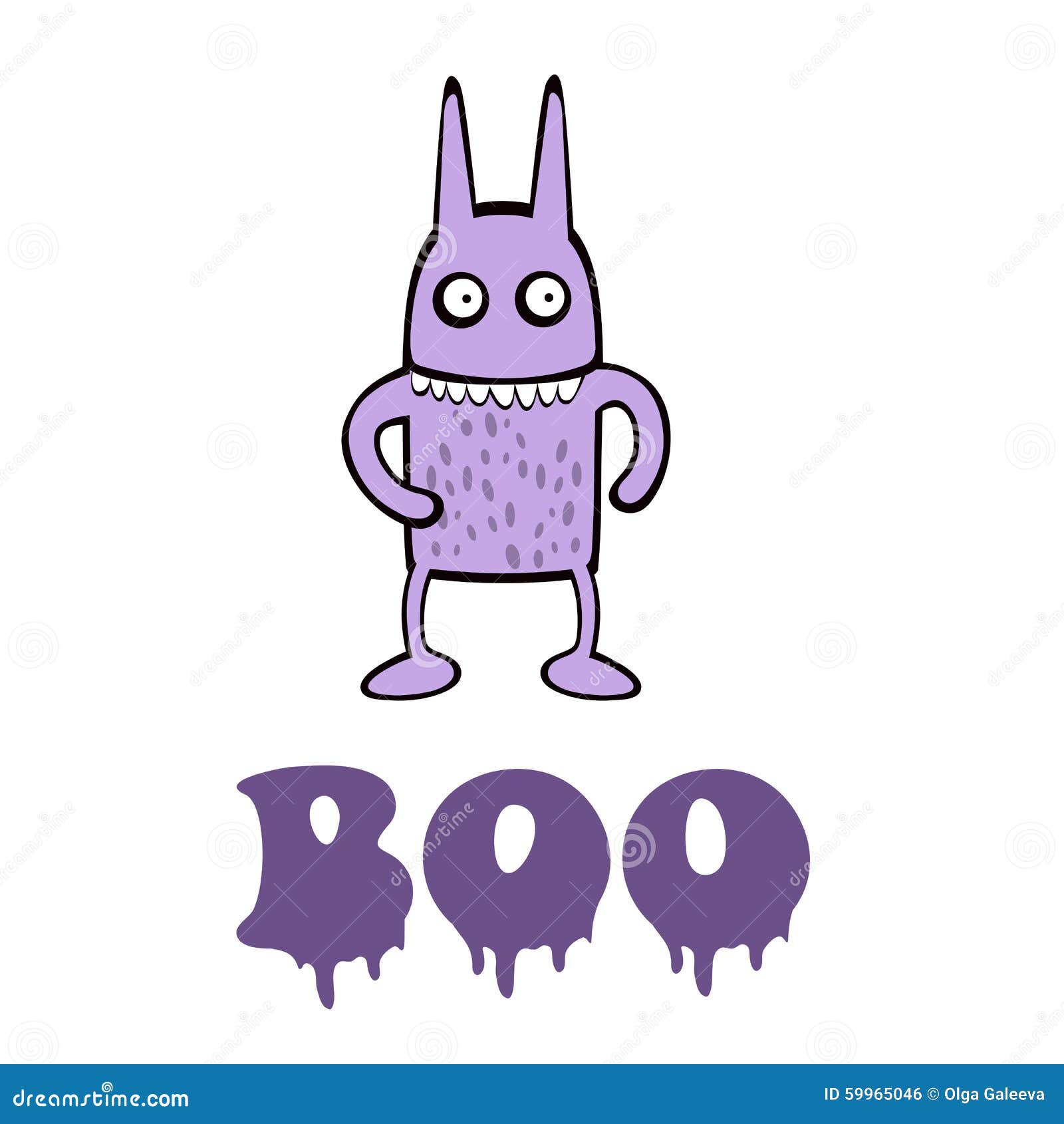 Boo Card with Funny Monster Stock Vector - Illustration of fabric ...