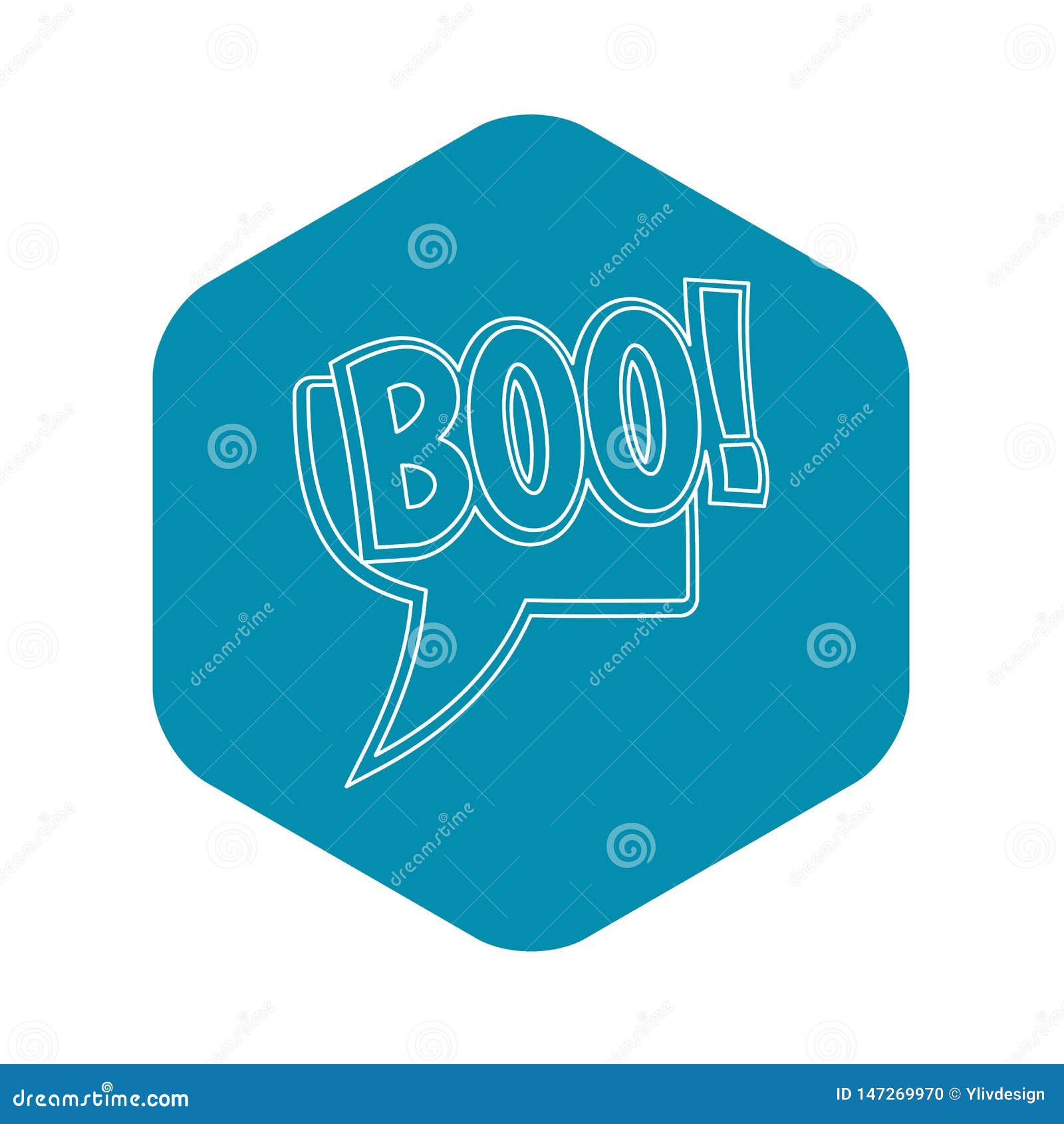 BOO, Comic Text Sound Effect Icon, Outline Style Stock Vector ...
