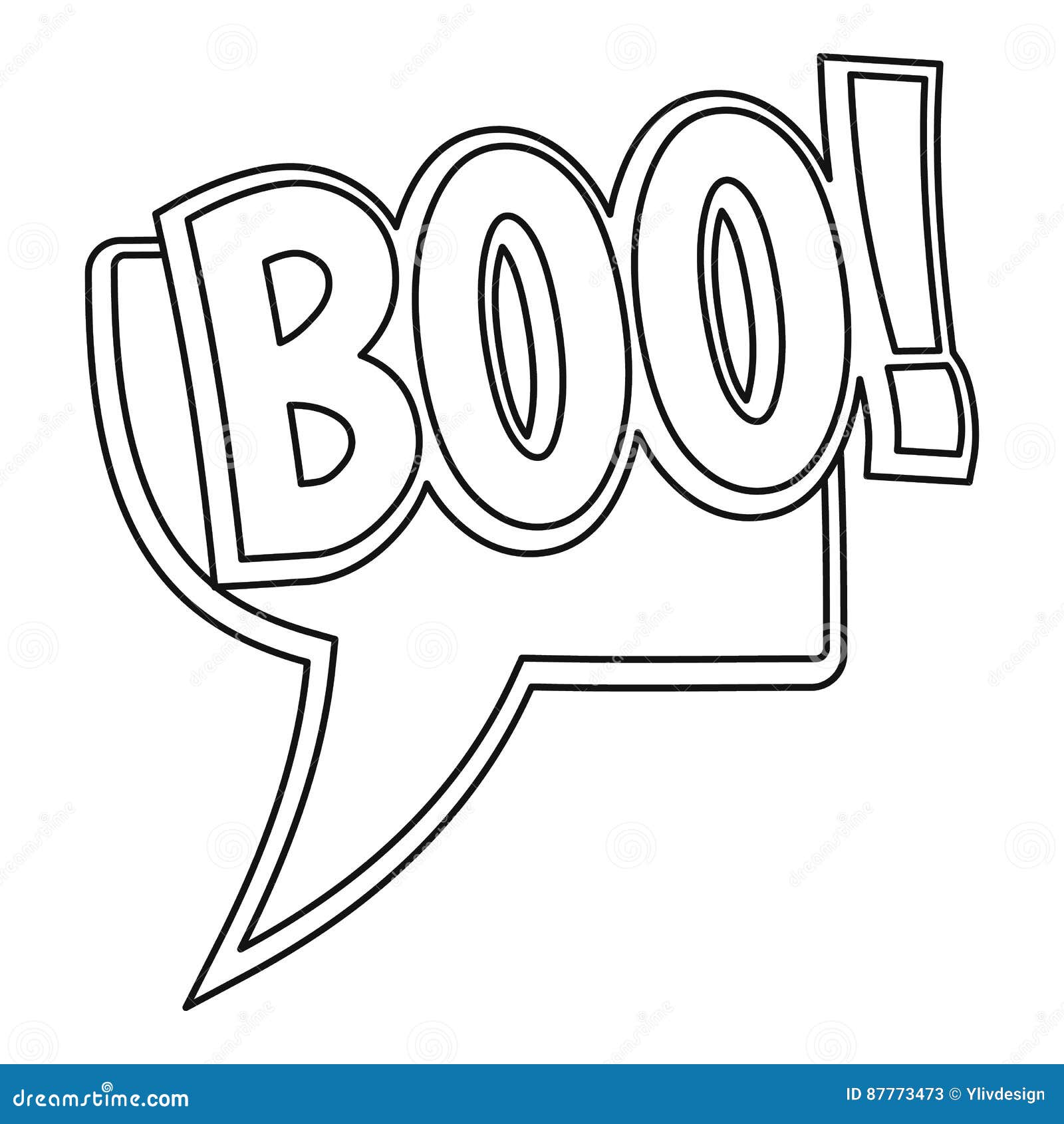 BOO, Comic Text Sound Effect Icon, Outline Style Stock Vector ...