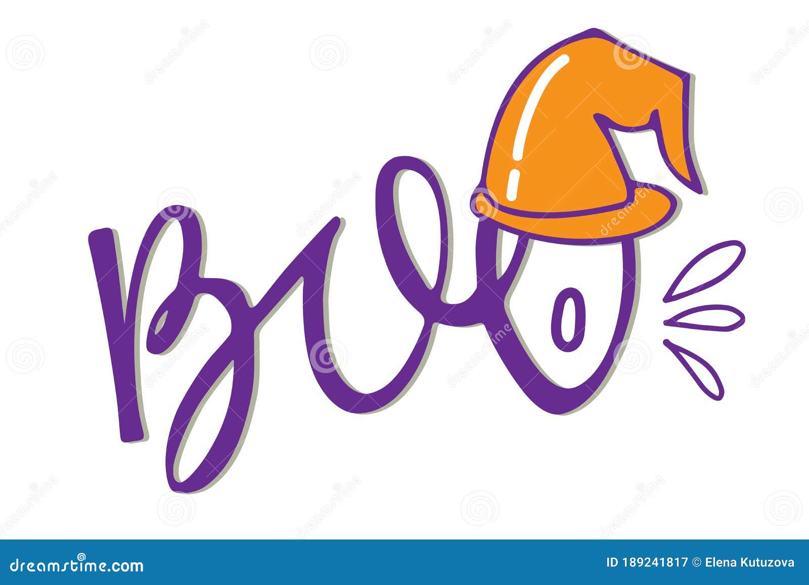 BOO Lettering on Withe Background. Purple Letters with Witch Hat ...