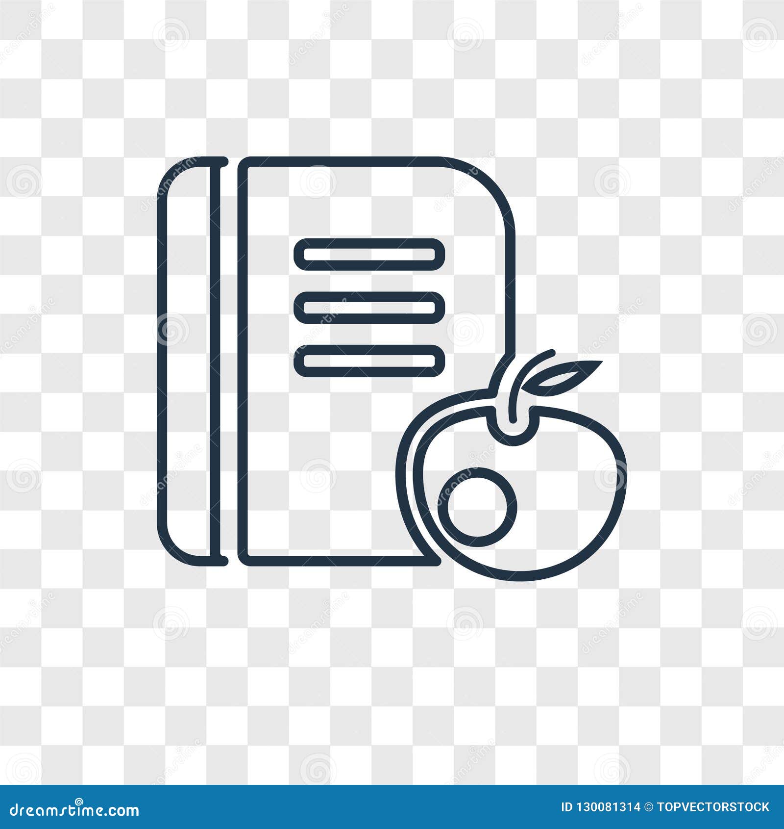 Book and Apple Concept Vector Linear Icon on Transparen Stock Vector ...