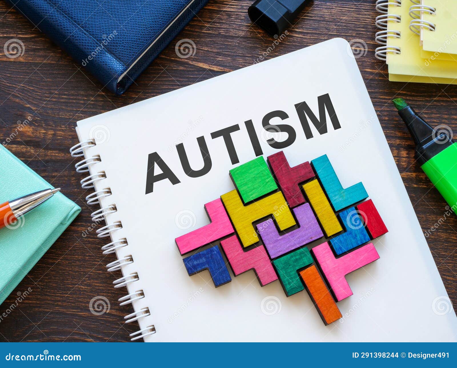 Book about Autism and the Brain Made of Colorful Cubes. Stock Photo ...