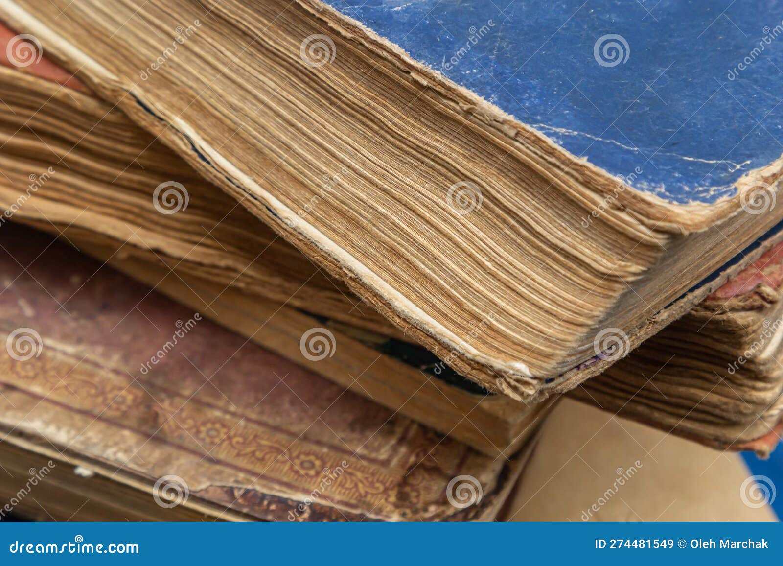 Book Background. Stack of Books in the Library. Old Yellow Pages of ...