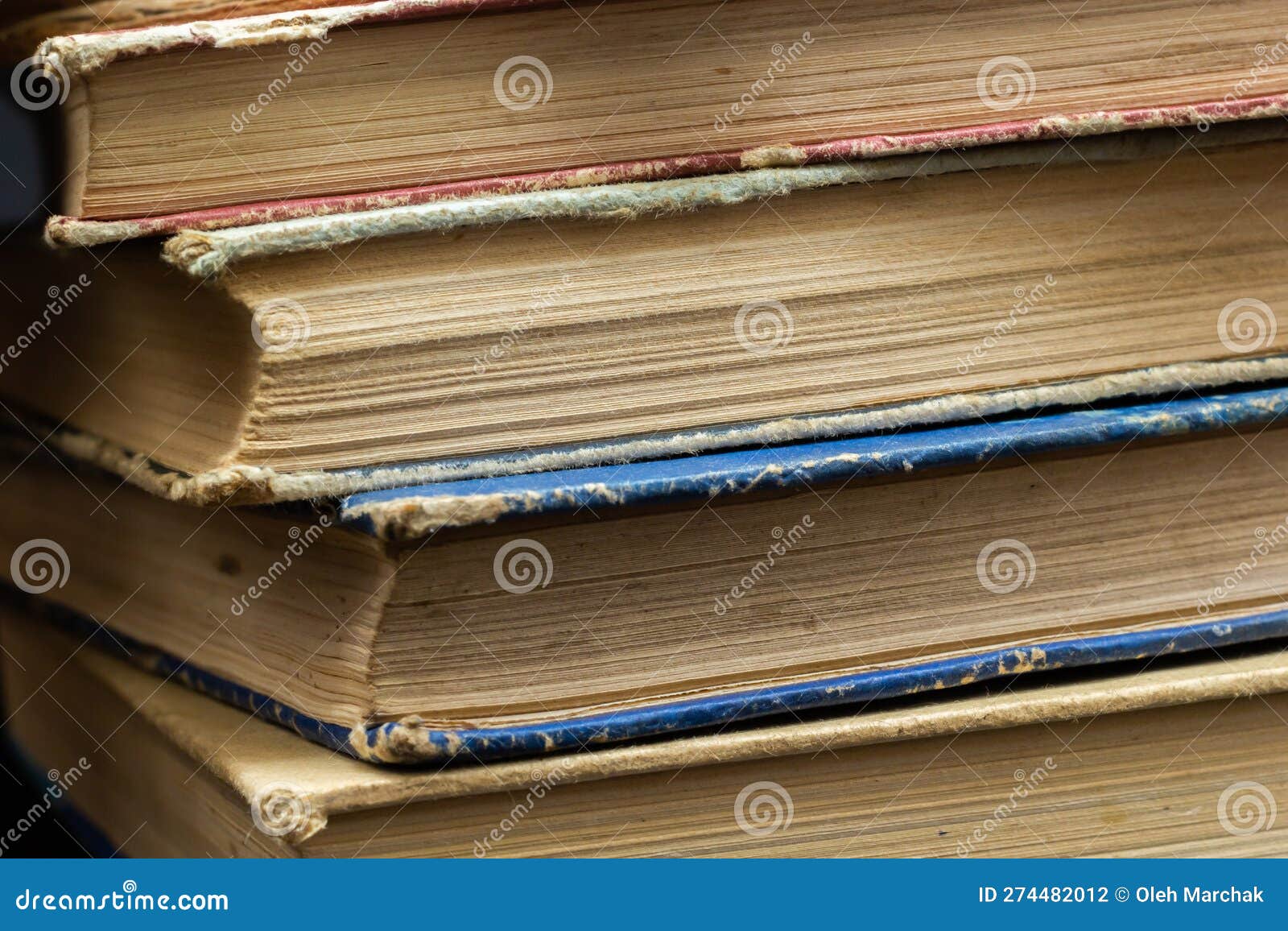 Book Background. Stack of Books in the Library. Old Yellow Pages of ...