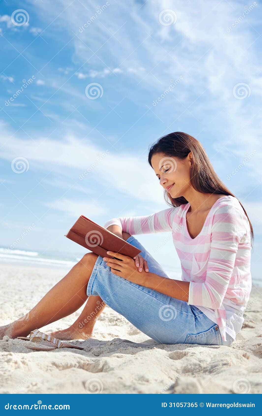 Book beach read stock image. Image of lying, comfortable - 31057365