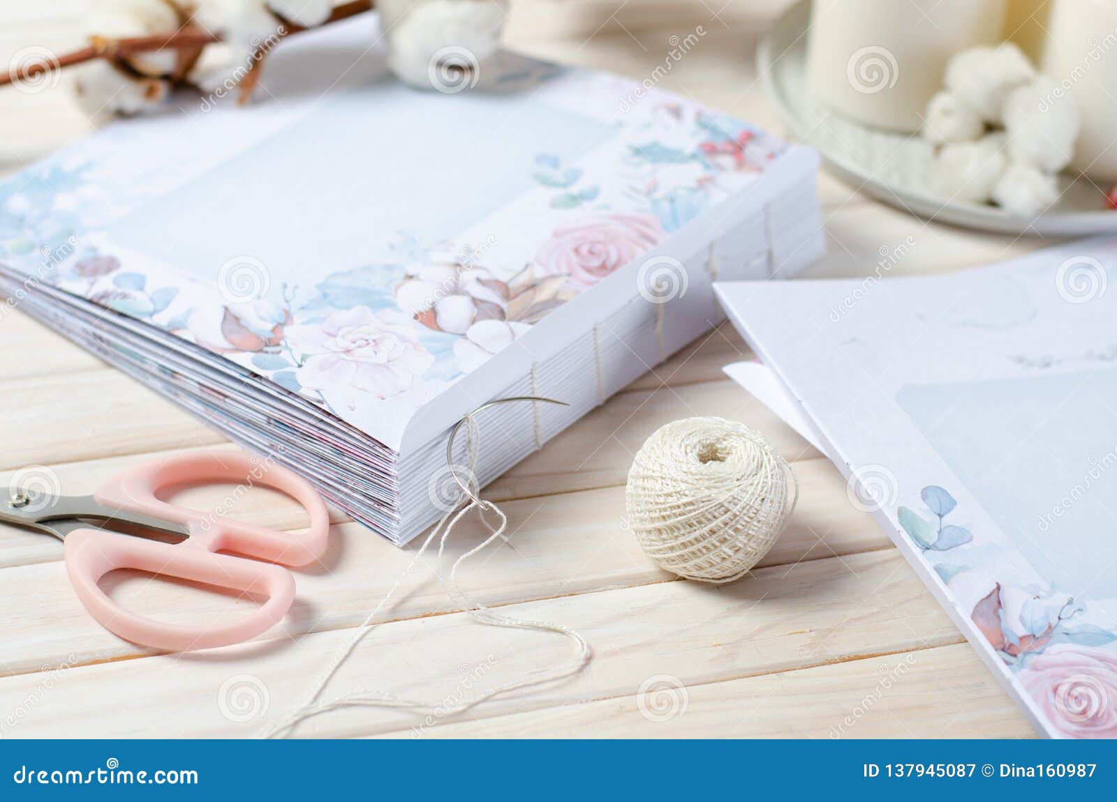 Book Binding. Thread and Pages. Handmade Coptic Binding. Scrapbooking ...