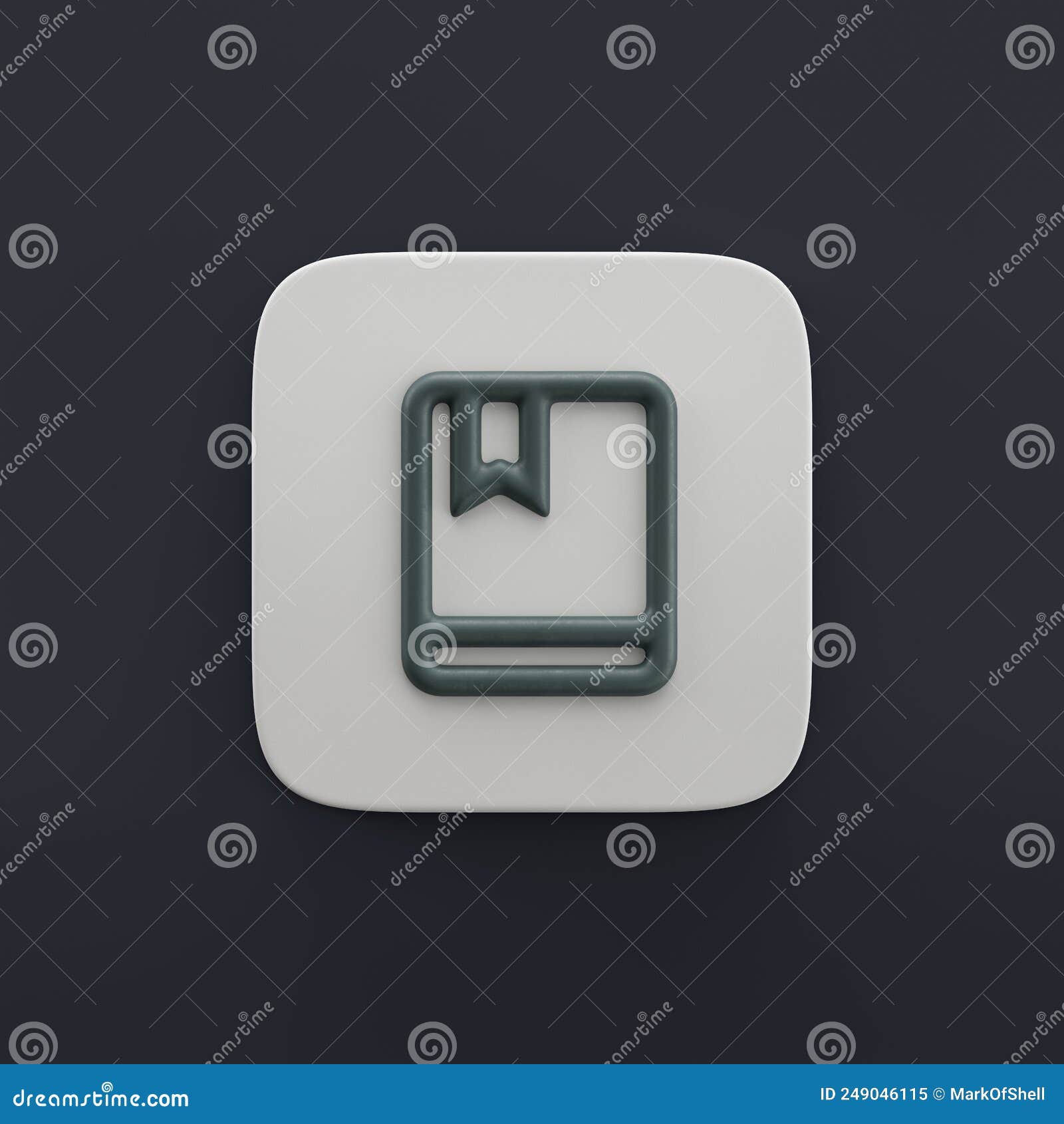 Book Bookmark 3d Icon, Outilne Design and Development Icon in Grey ...