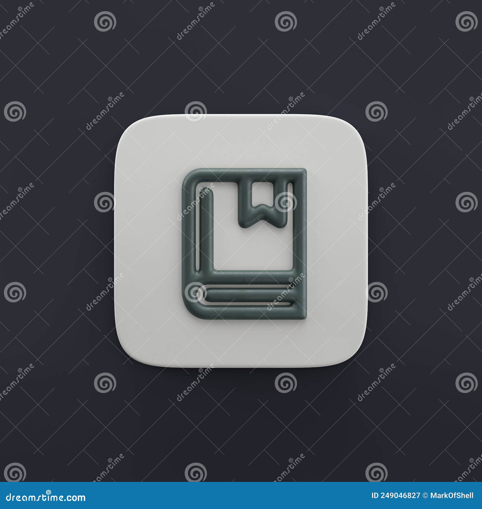 Book Bookmark 3d Icon, Outilne Design and Development Icon in Grey ...