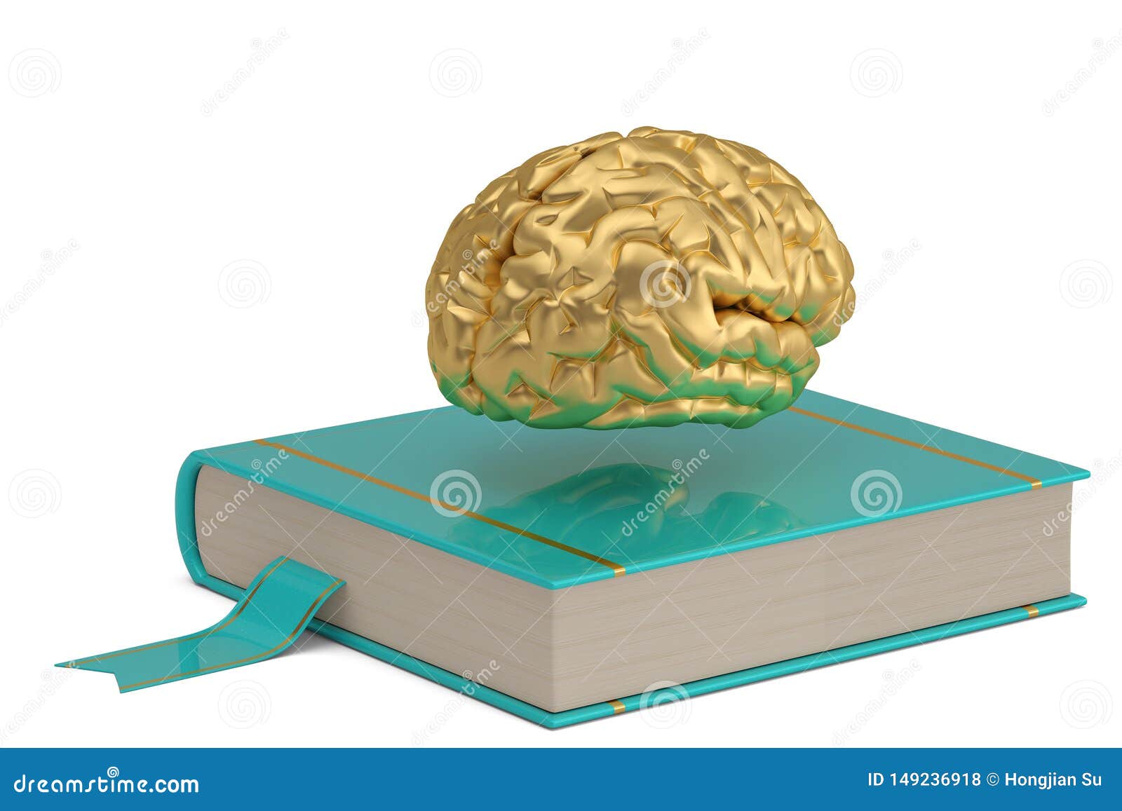 Book with Brain Isolated on White Background. 3D Illustration Stock ...