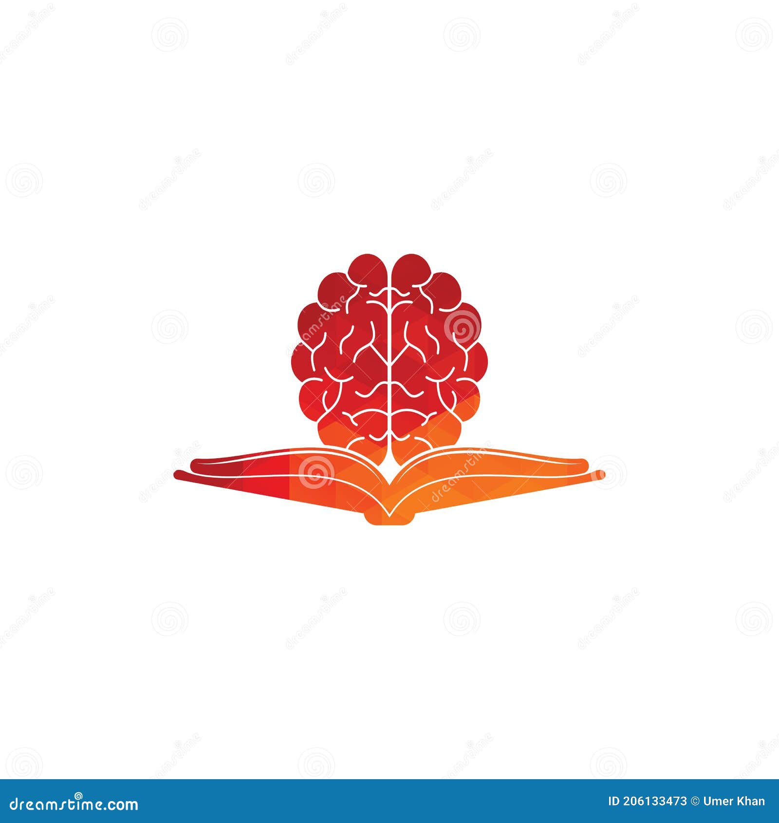 Book brain logo design. stock vector. Illustration of company - 206133473