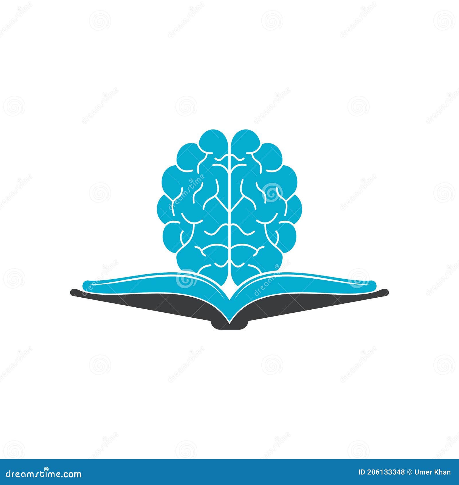 Book brain logo design. stock vector. Illustration of library - 206133348