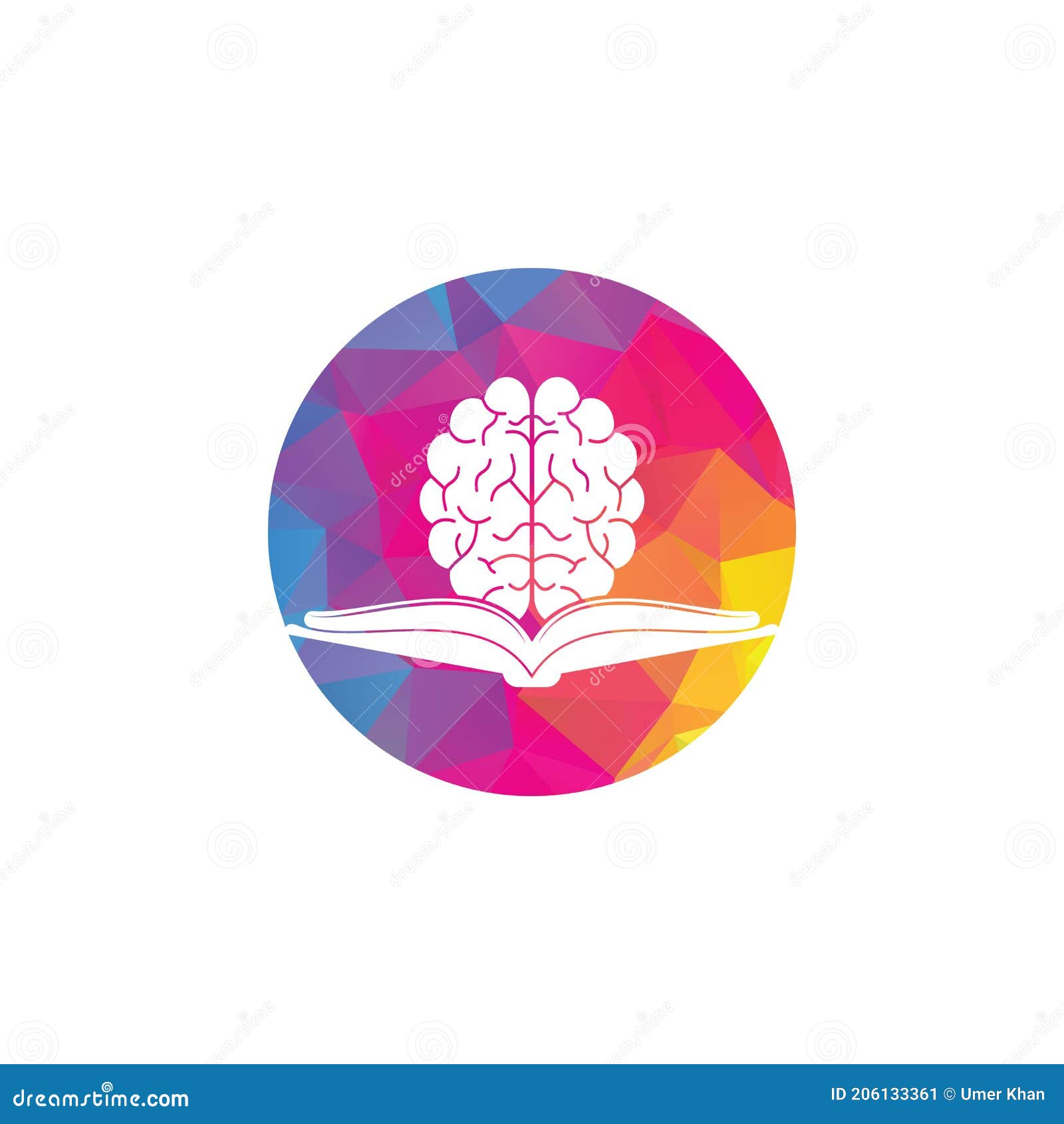 Book brain logo design. stock vector. Illustration of creative - 206133361