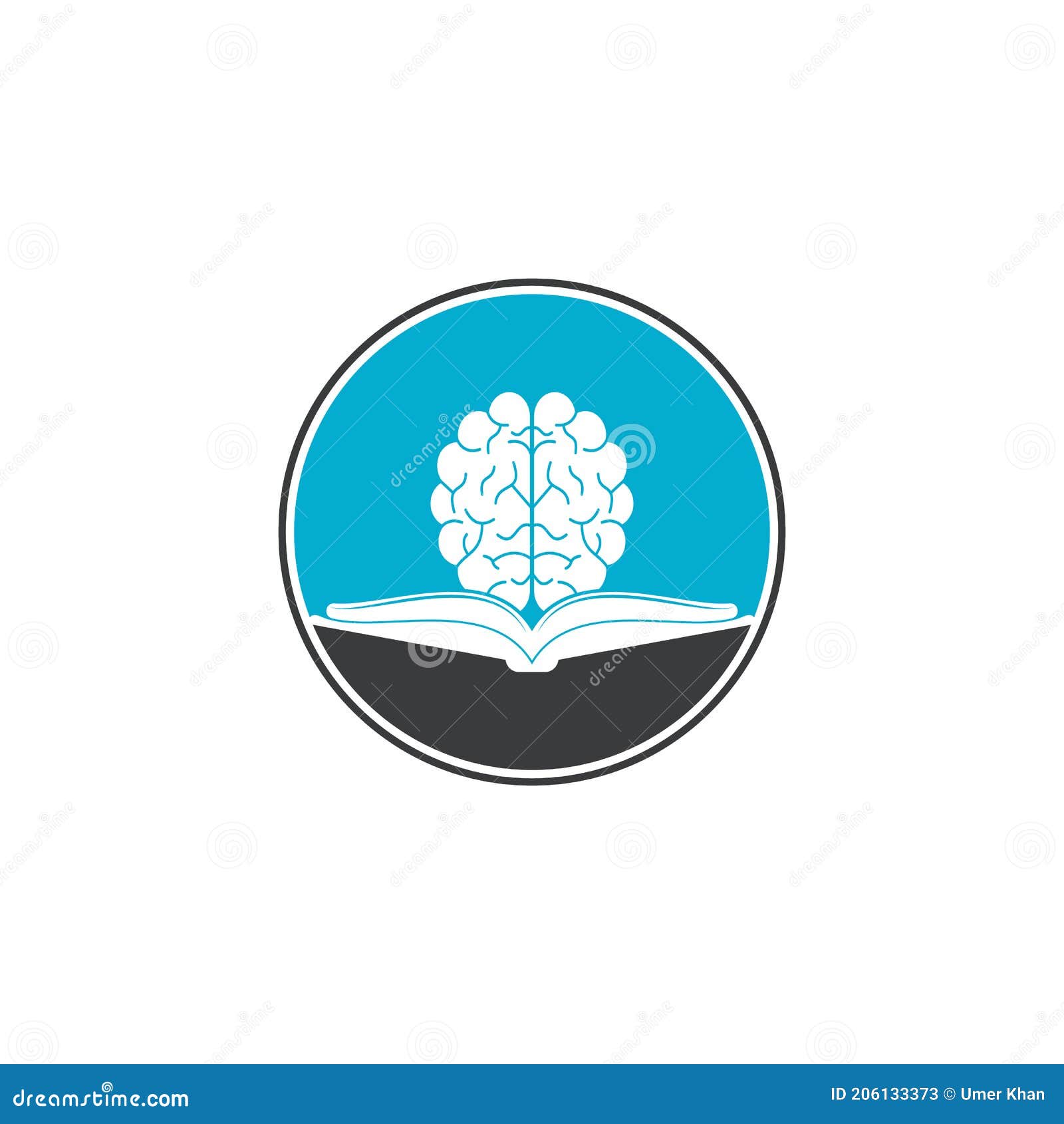 Book brain logo design. stock vector. Illustration of brain - 206133373