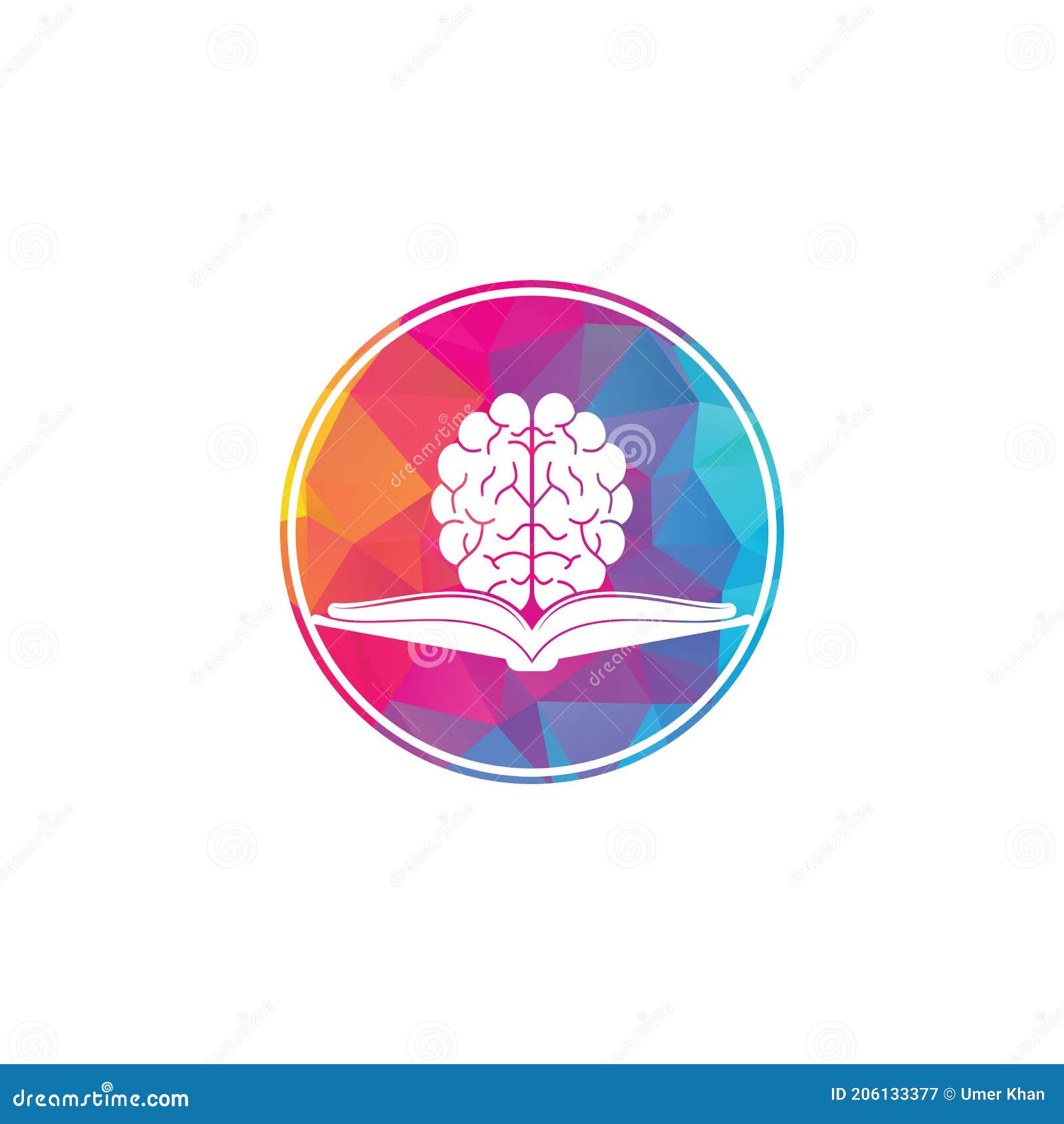 Book brain logo design. stock vector. Illustration of book - 206133377
