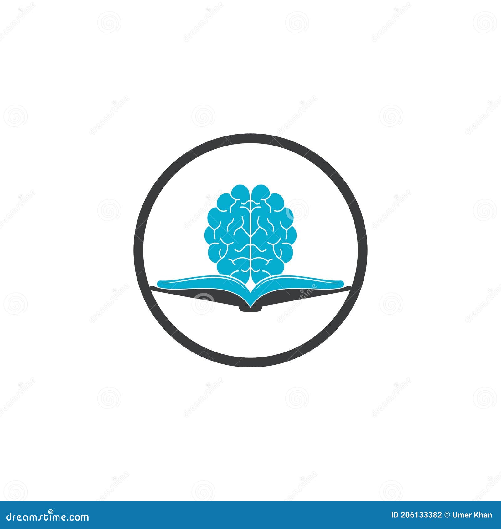 Book brain logo design. stock vector. Illustration of library - 206133382