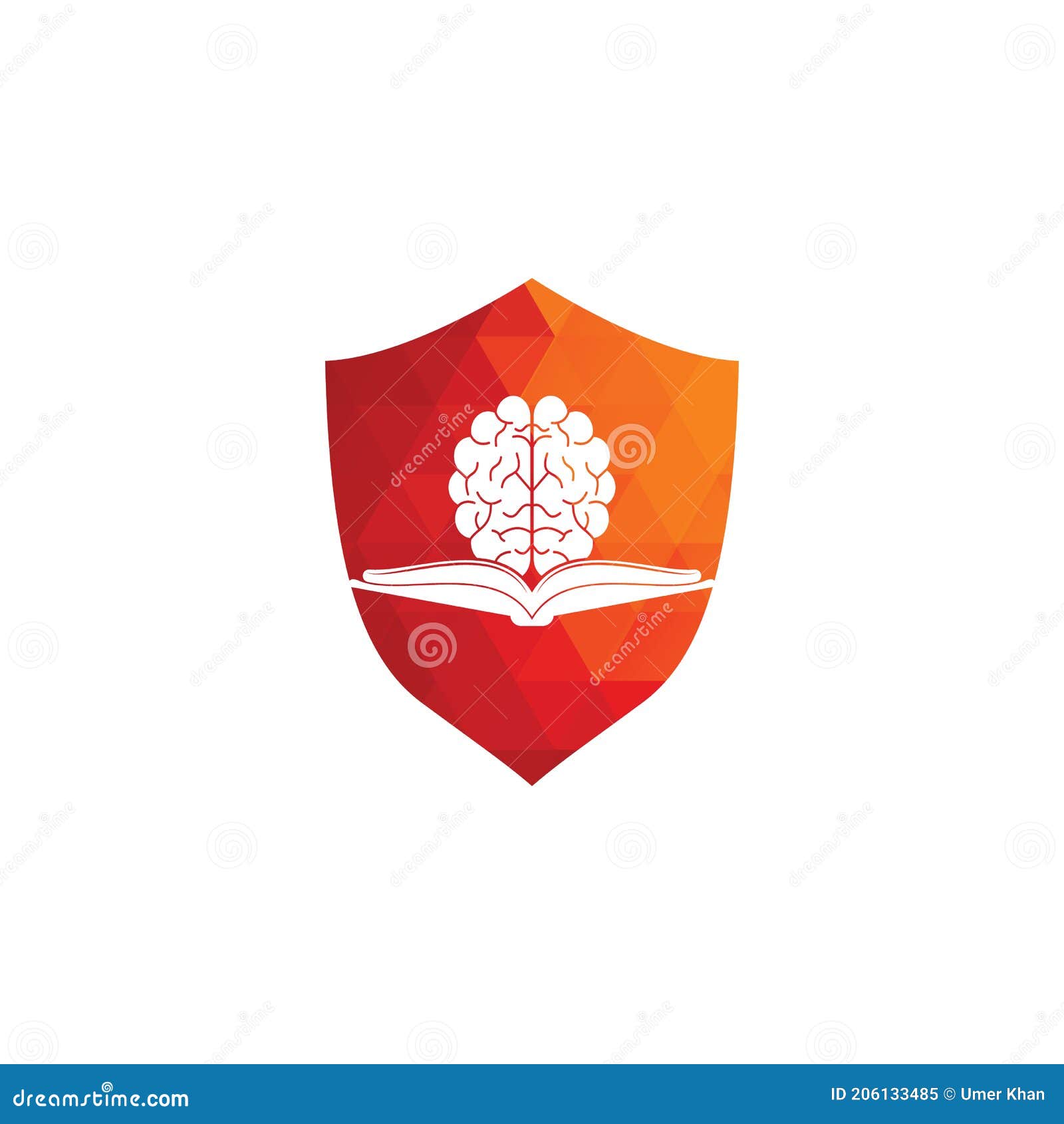 Book Brain Shield Shape Concept Logo Design. Stock Vector ...