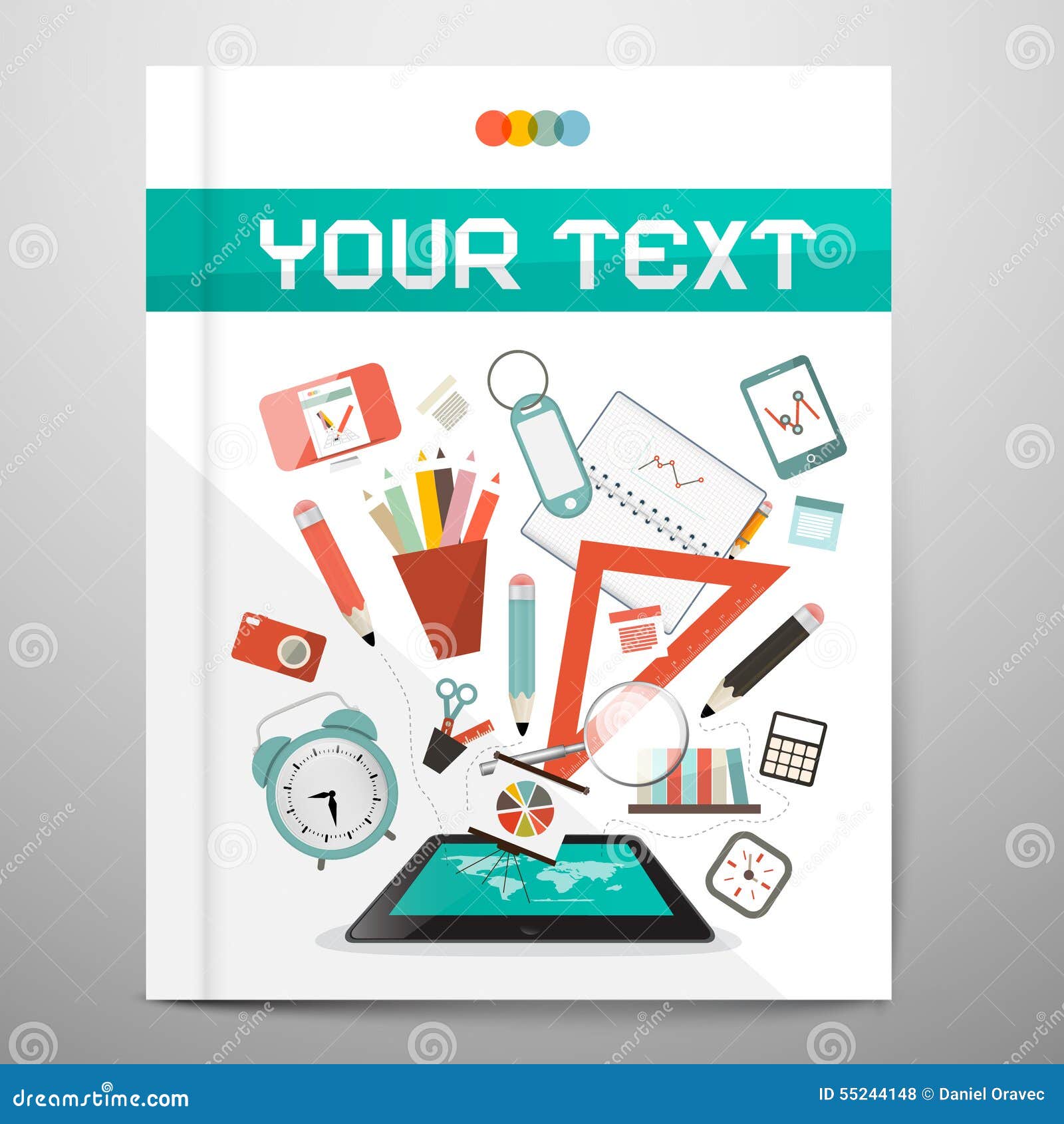 Book - Brochure - Leaflet Layout with School Items Stock Vector ...