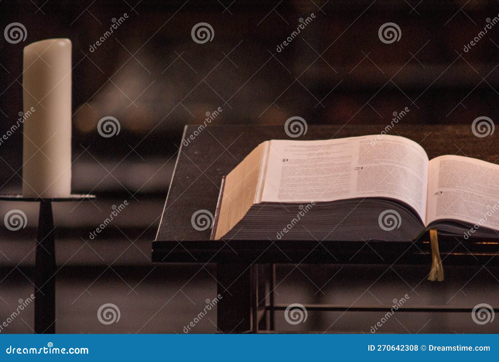 Book and Candles at the Altar Stock Photo - Image of altar, symbol ...
