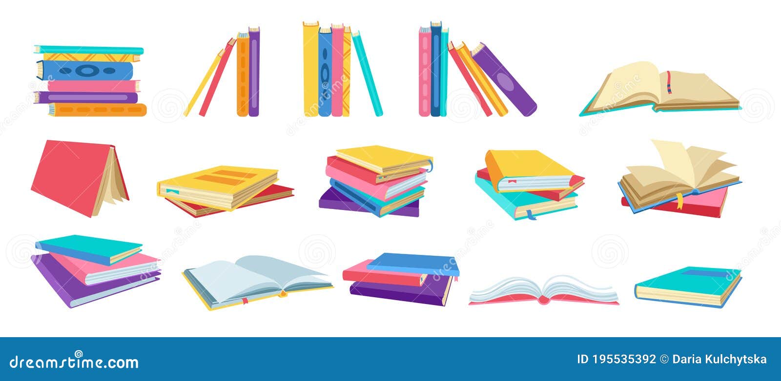 Book Cartoon Set Hardbacks Pages Library Vector Stock Vector ...