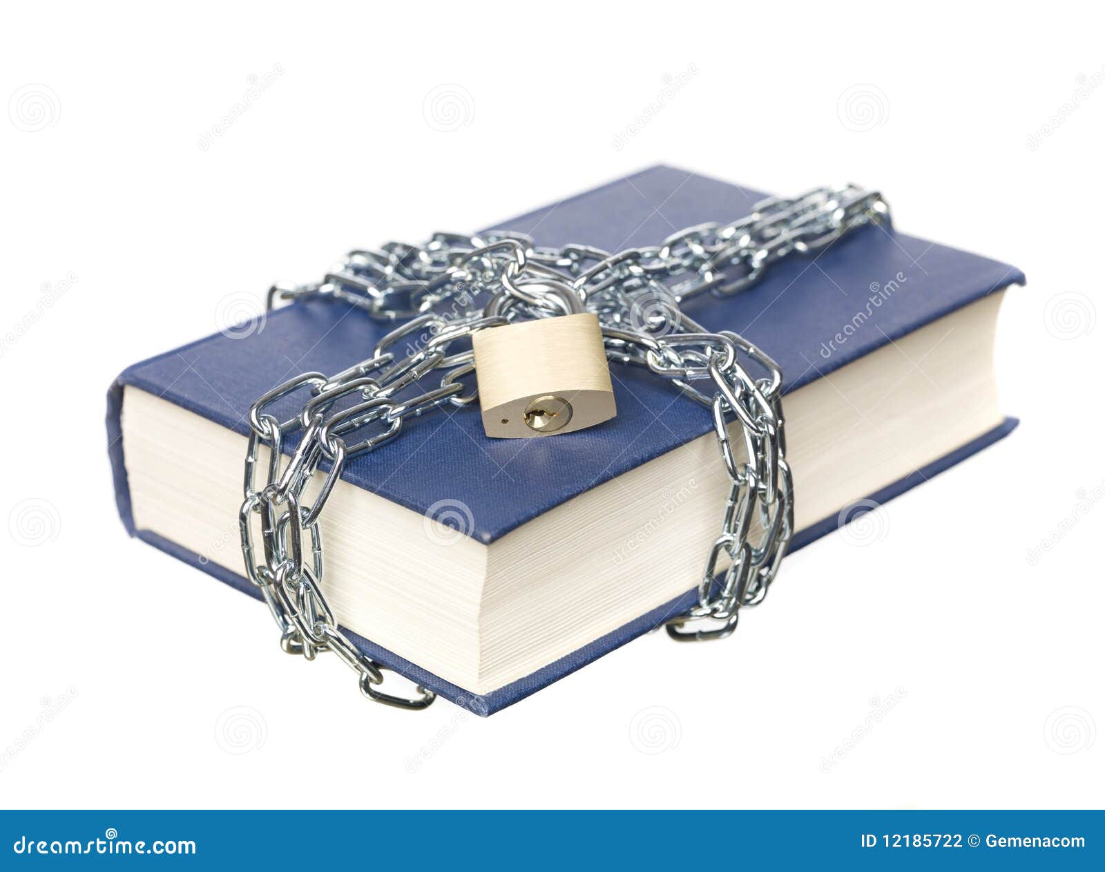 Book with a chain and lock stock photo. Image of restraining - 12185722