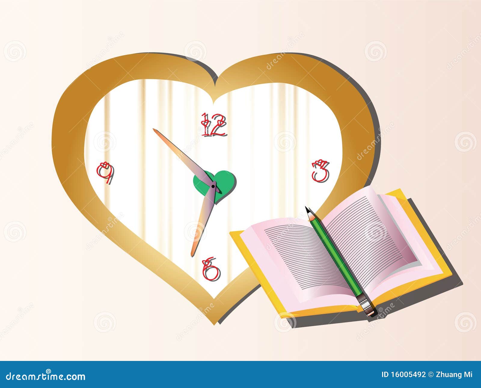 Book and clock stock vector. Illustration of clock, wisdom - 16005492