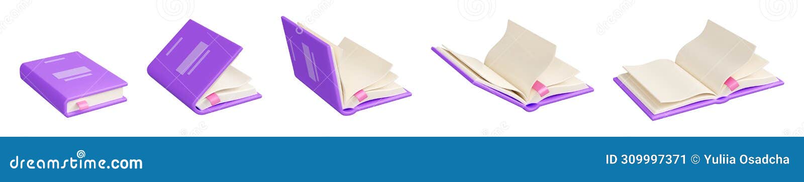 Book Closed and Open. 3d Render Illustration Set of Animation Steps of ...
