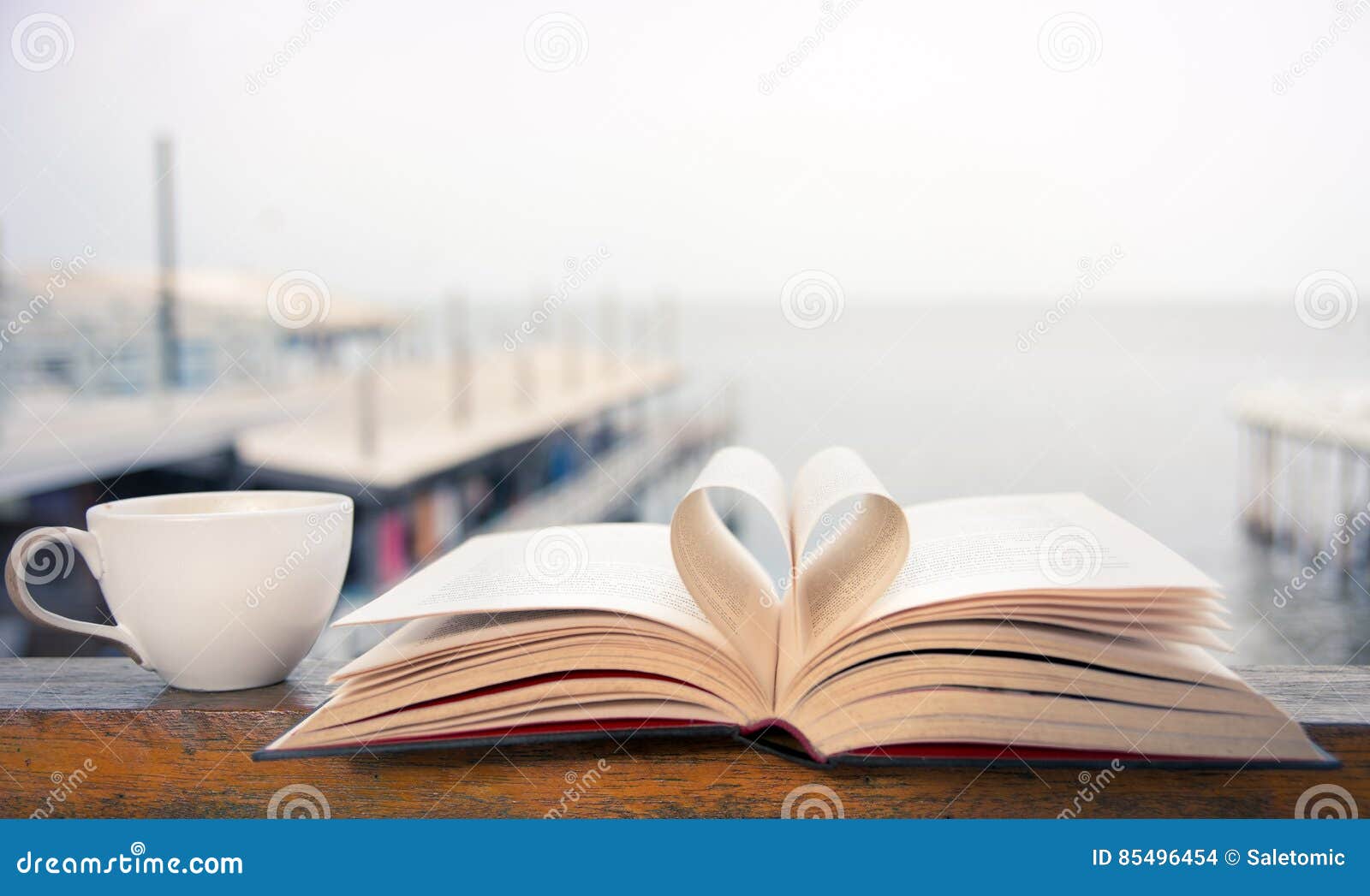 Book and Coffee Time by the Seaside Stock Photo - Image of open ...