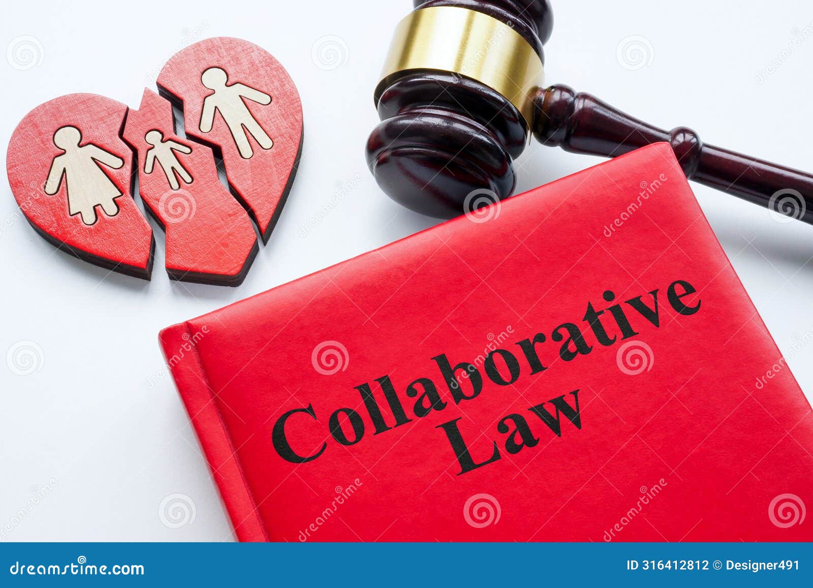 A Book Collaborative Law, a Broken Heart and a Gavel. Stock Photo ...