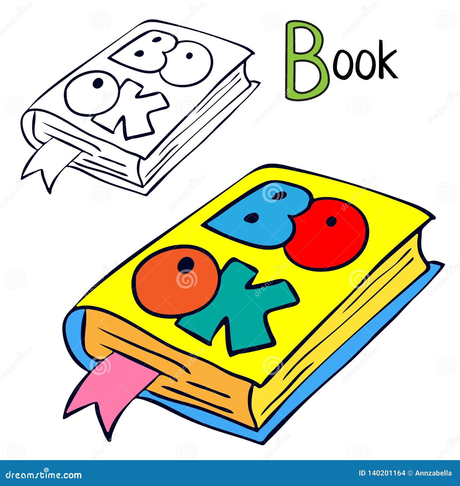 Book. Coloring book page stock vector. Illustration of textbook - 140201164