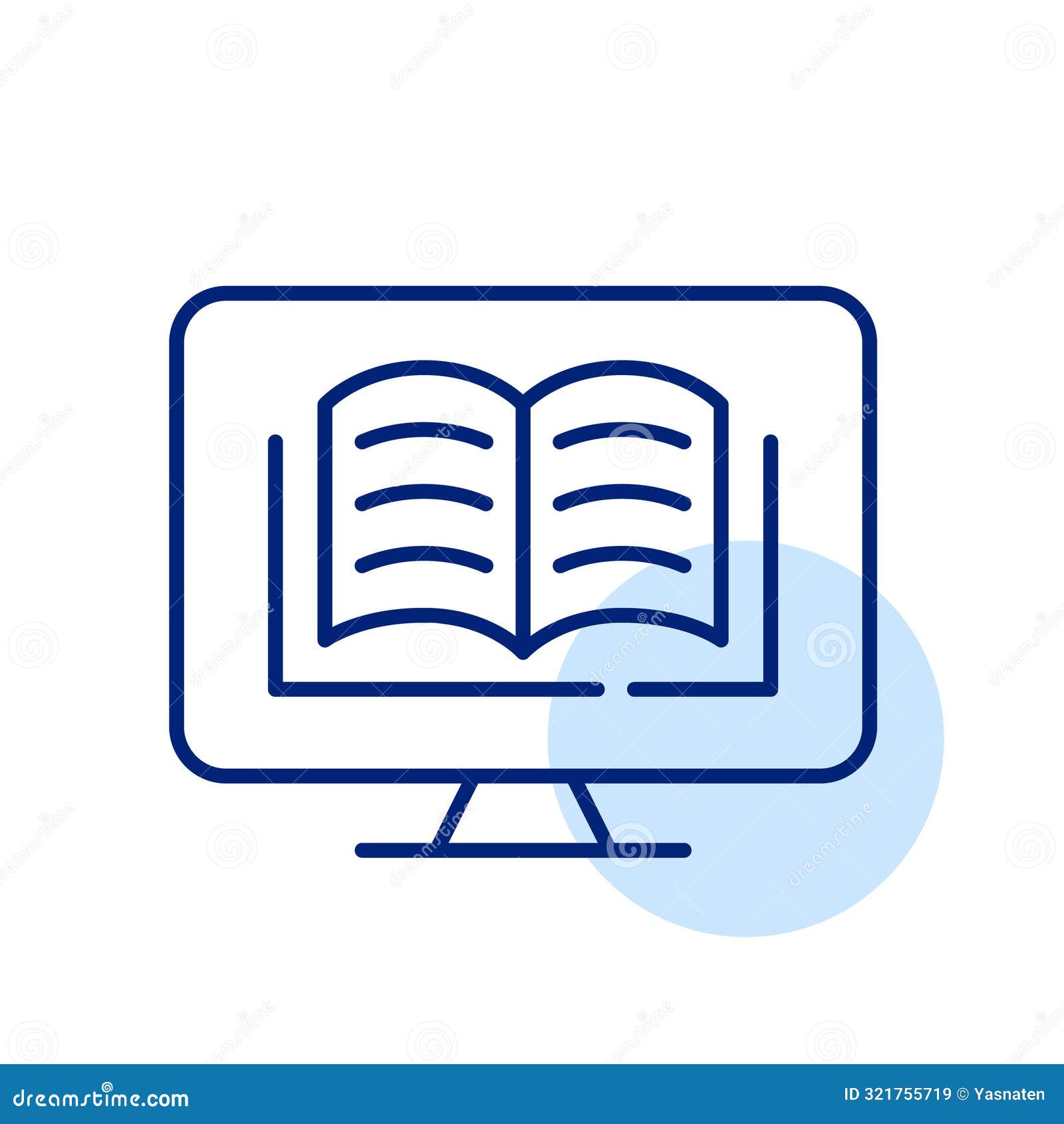 Book on Computer Monitor. E-library Access, Virtual Learning and ...