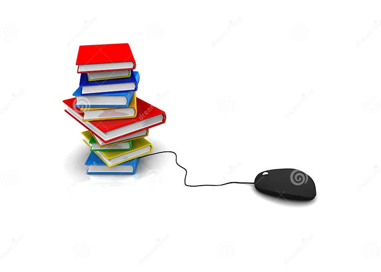 Book with computer mouse stock illustration. Illustration of internet ...