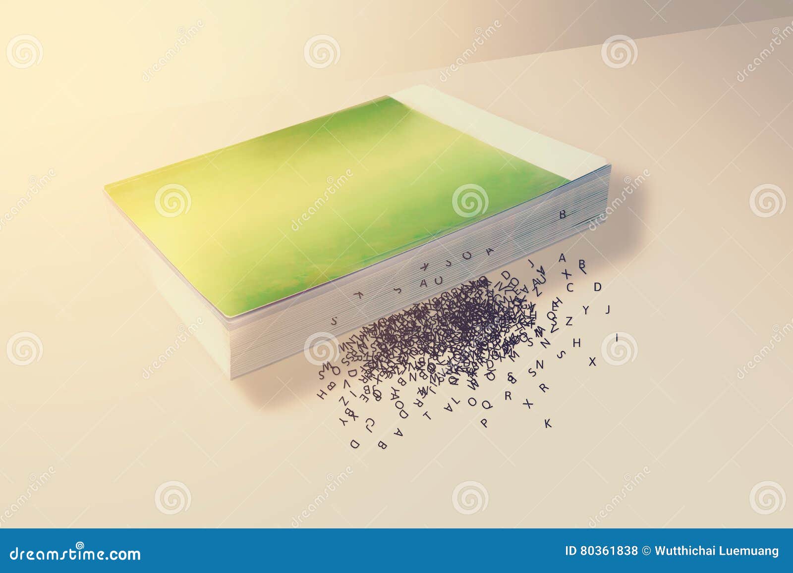 Book Concept, with Intersperse Text on Floor, Vintage Tone. Stock Photo ...