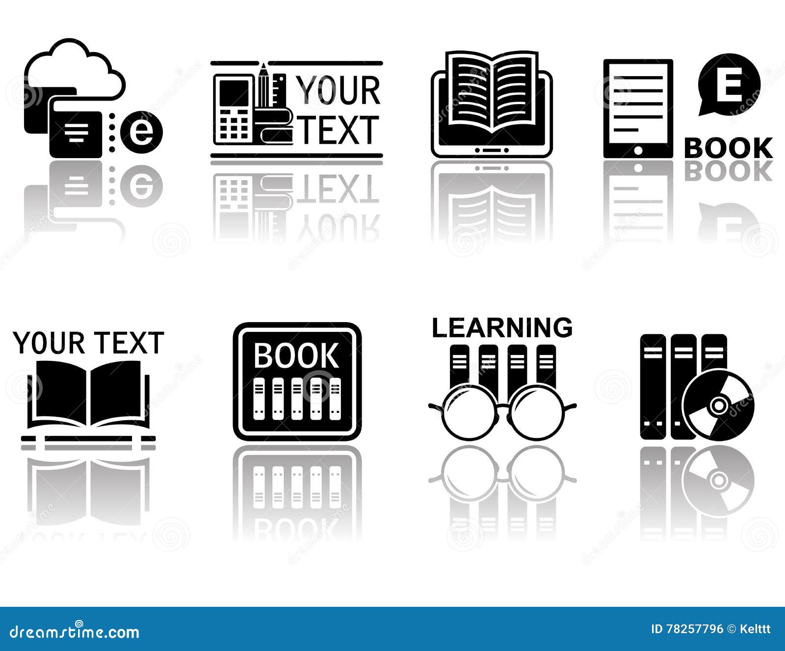 Book Concept Symbols with Reflection Stock Vector - Illustration of ...