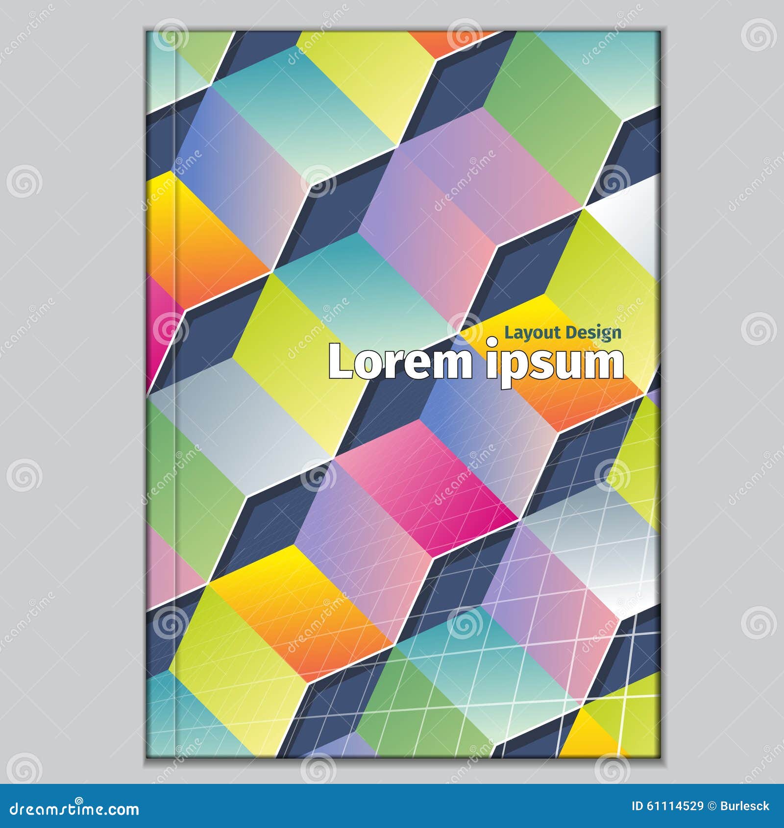 Book Cover with Abstract Cubes Geometric Elements Stock Vector ...