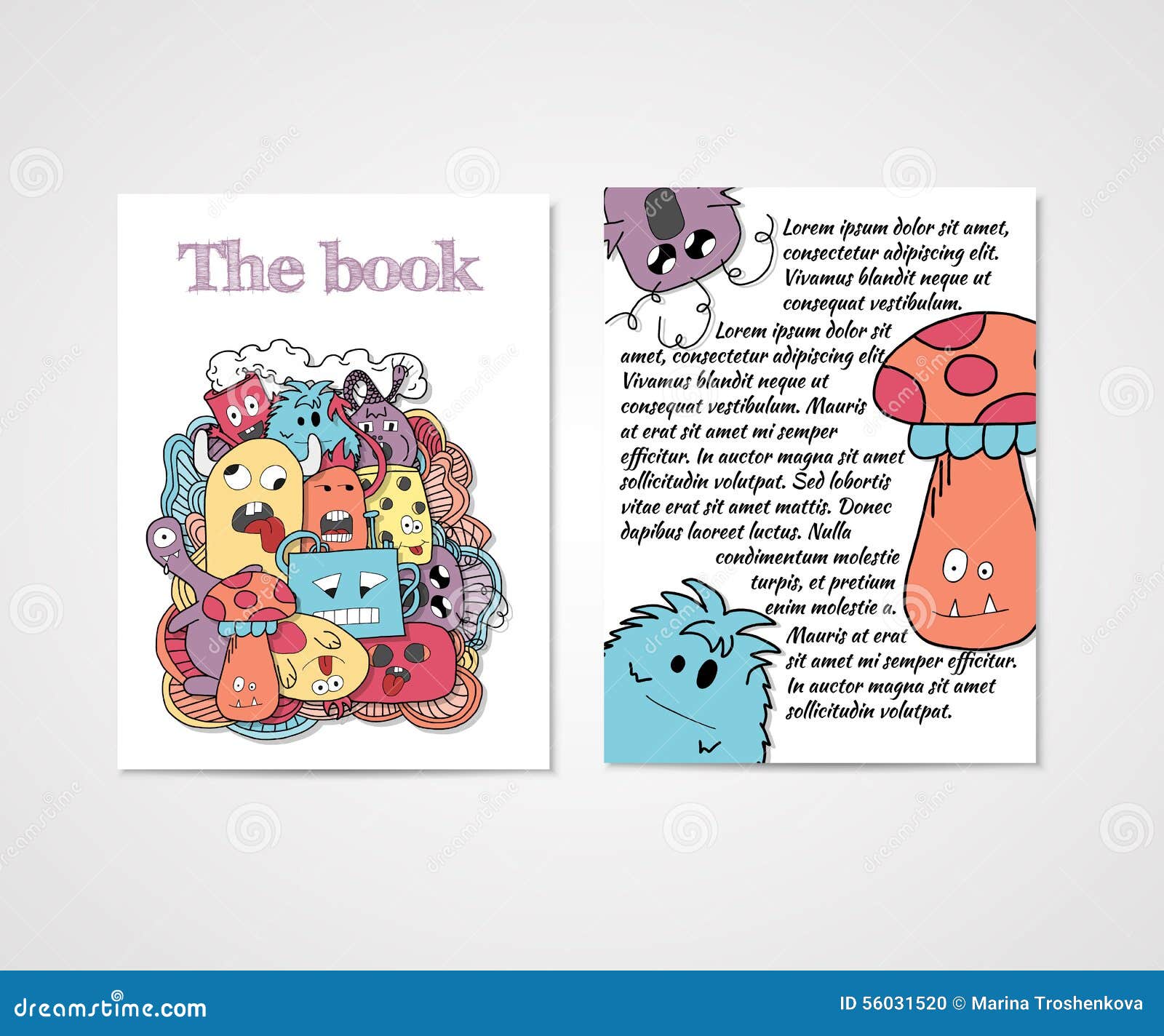 Book Cover with Abstract Monsters Pattern Stock Vector - Illustration ...