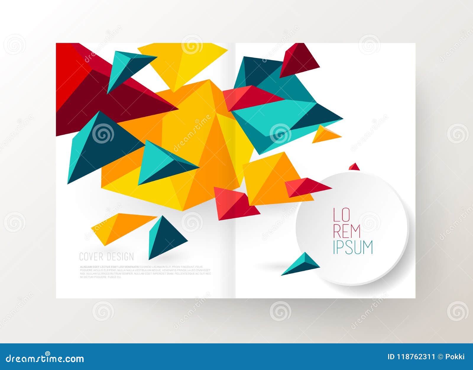 Book Cover Design Template with Abstract Polygonal Objects. Stock ...