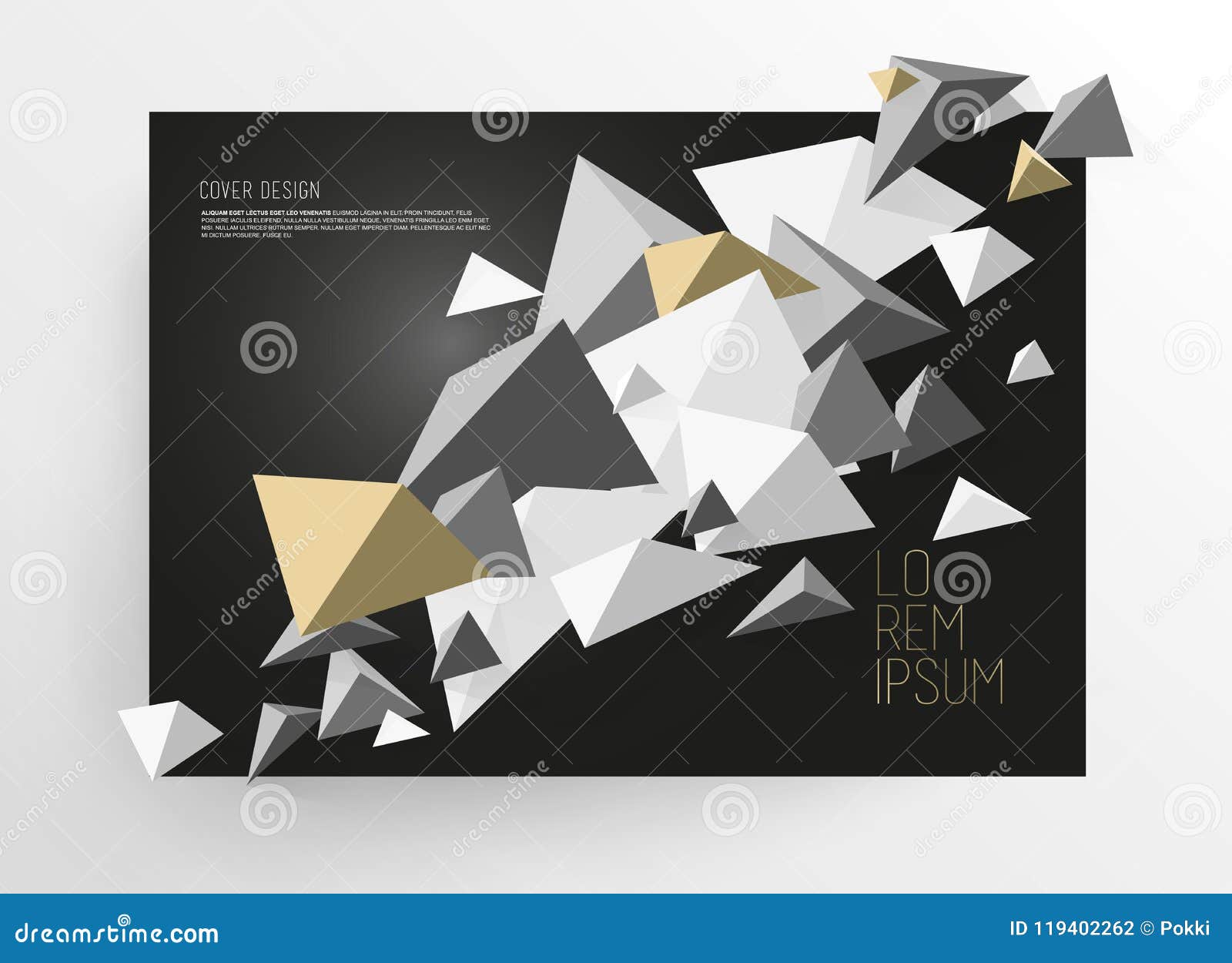 Book Cover Design Template with Abstract Polygonal Objects. Stock ...