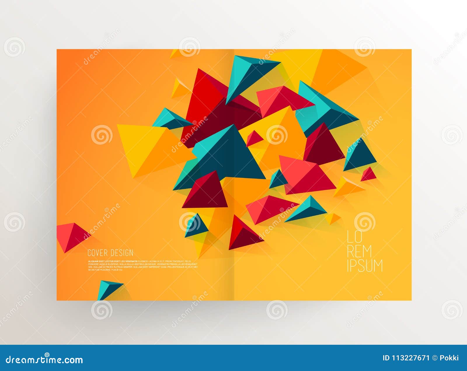 Book Cover Design Template with Abstract Polygonal Objects. Stock ...
