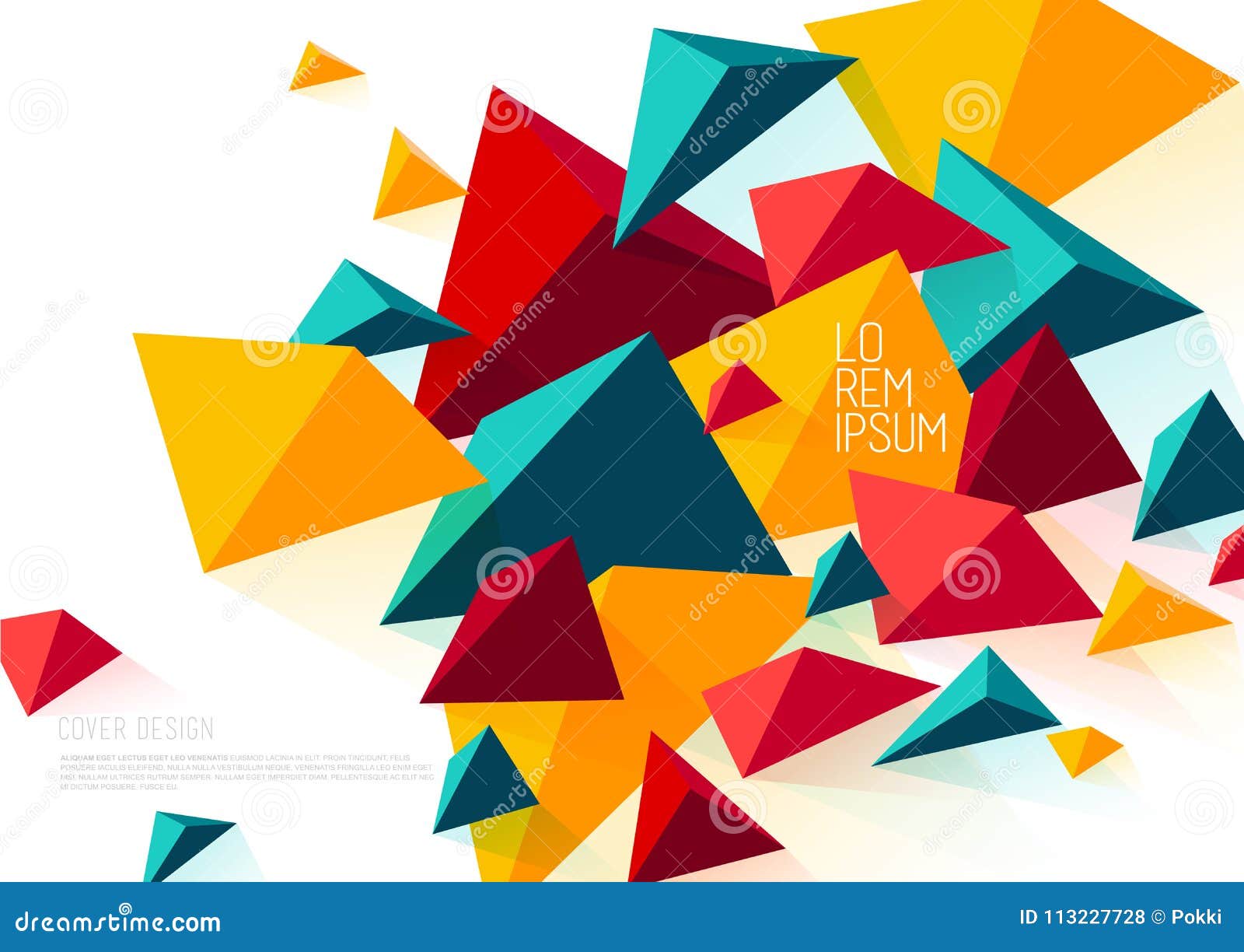 Book Cover Design Template with Abstract Polygonal Objects. Stock ...