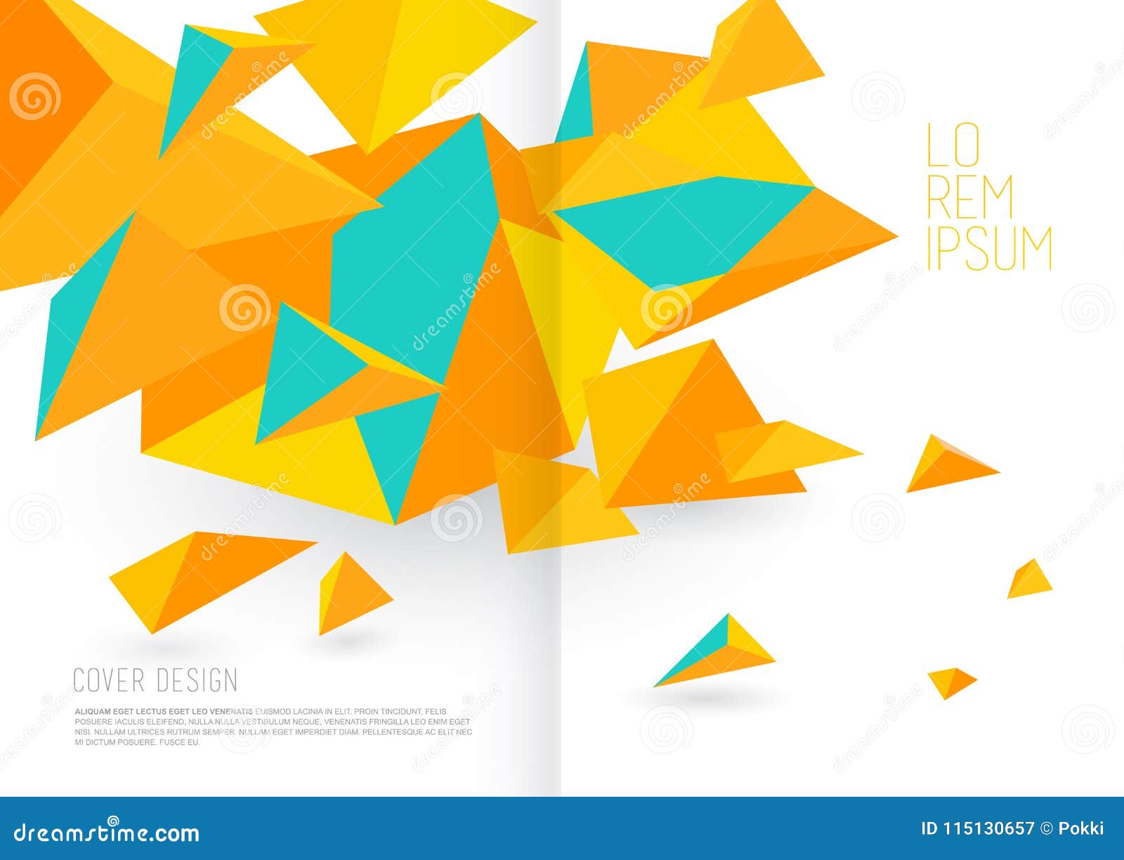 Book Cover Design Template with Abstract Polygonal Objects. Stock ...