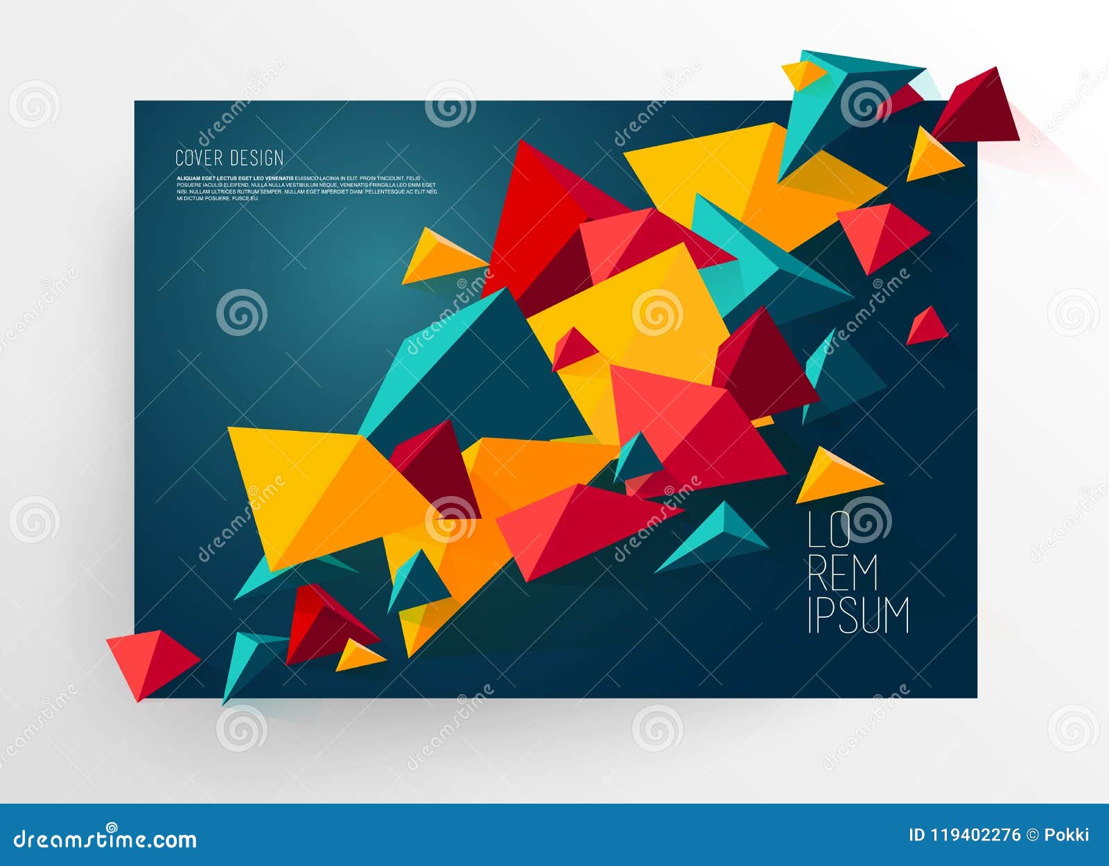 Book Cover Design Template with Abstract Polygonal Objects. Stock ...
