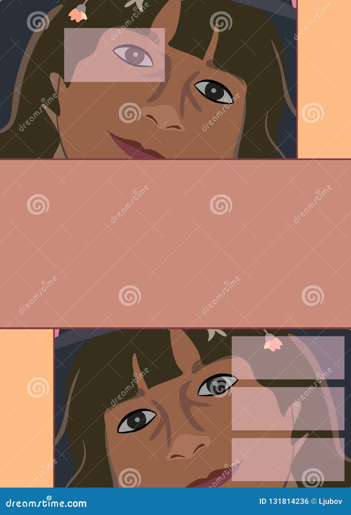 Book Cover with Girl Face. Vector Template Stock Vector - Illustration ...