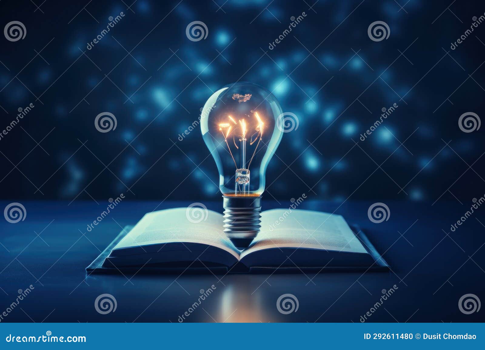 Book Cover with a Light Bulb, Realistic and Modern. Generative AI Stock ...