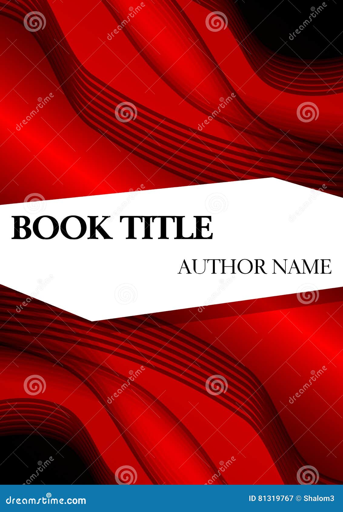 Book Cover Template with Abstract Wave Shape in Black and Red Design ...