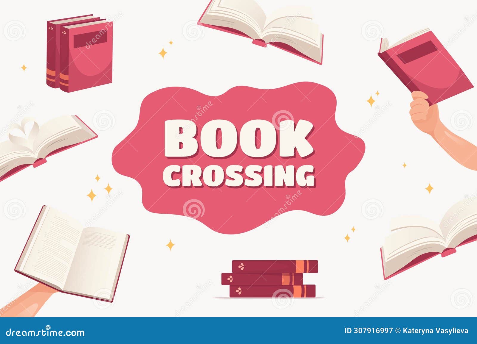 Book Crossing Background Cartoon Style Stock Illustration ...