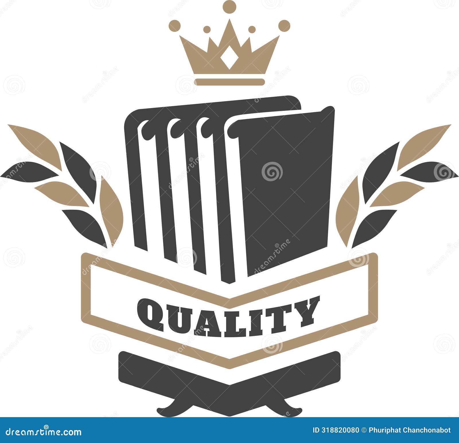 A Book with a Crown on it and the Word Quality Written Underneath Stock ...