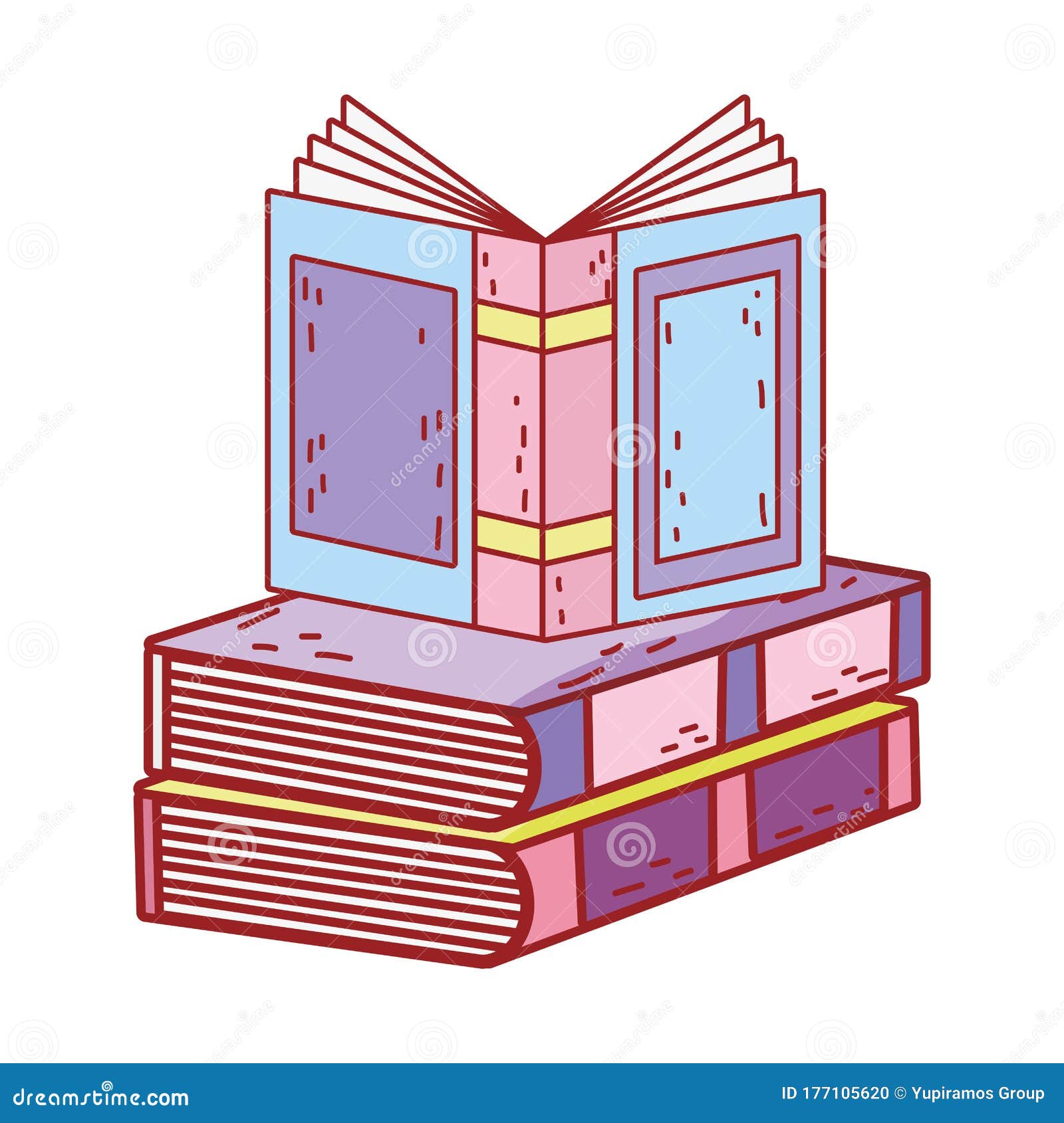 Book Day, Open Textbook on Books Stack Isolated Icon Design Stock ...