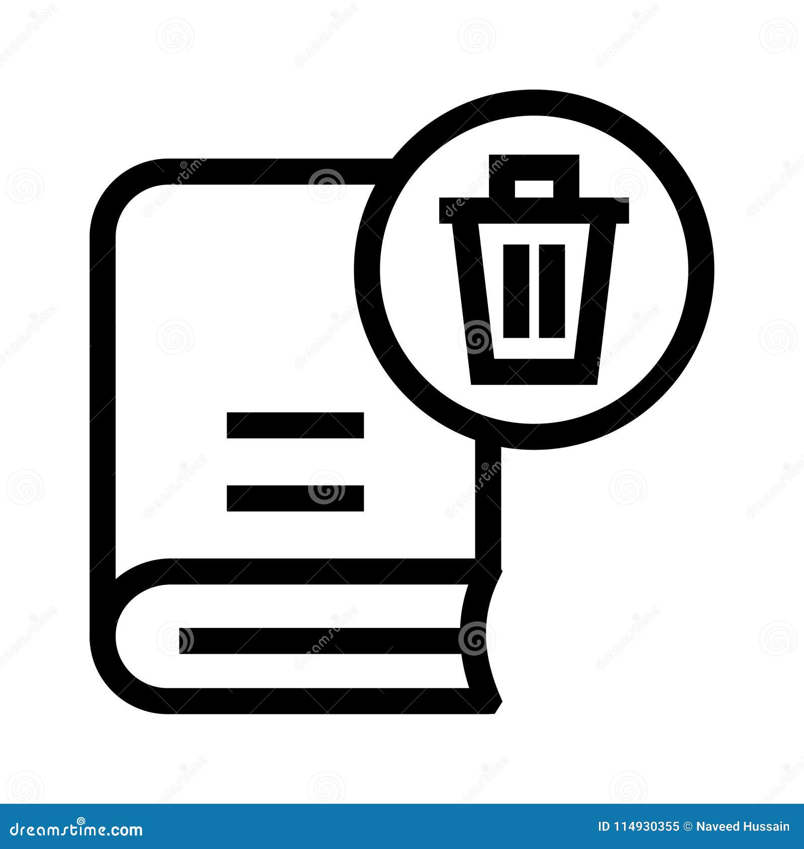 Book delete line icon stock illustration. Illustration of idea - 114930355