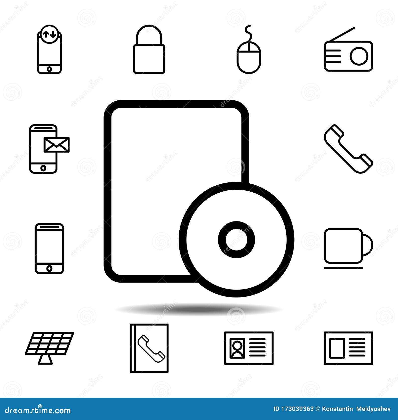 Book with Disk Icon. Simple Thin Line, Outline Vector Element of Minimalistic, Web Icons Set for ...