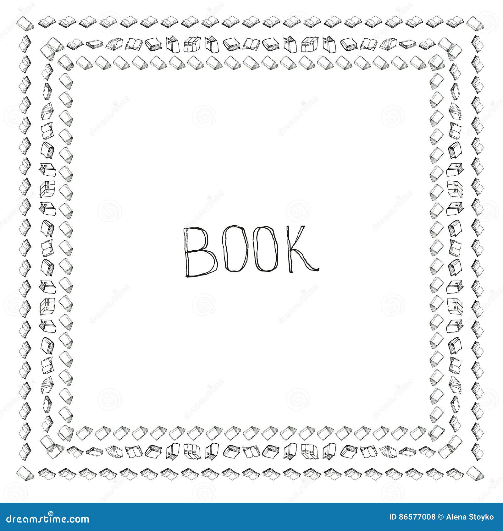 Book doodle frame stock vector. Illustration of literature - 86577008